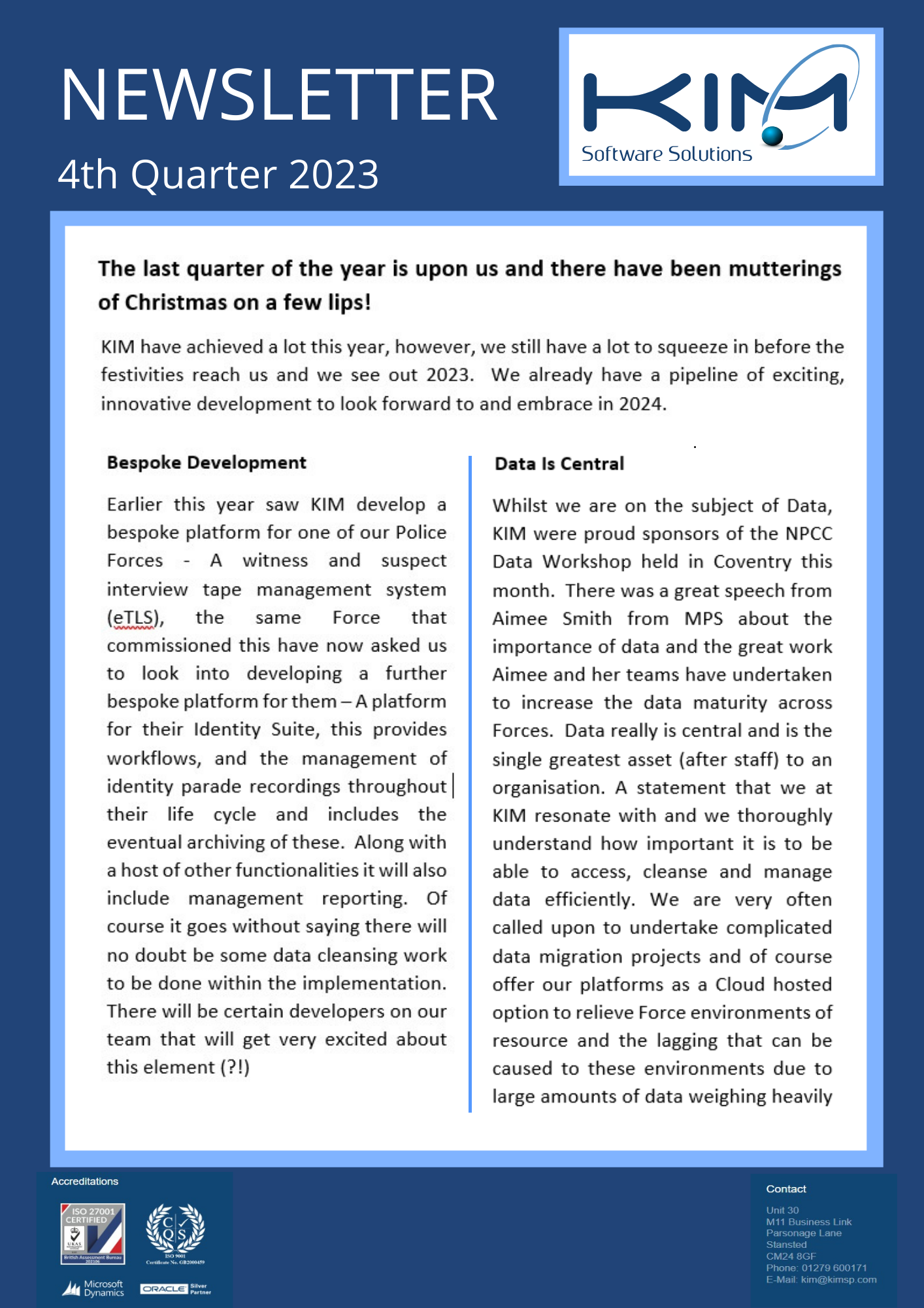 Q4 KIM Newsletter 2023 - KIM Software Solutions